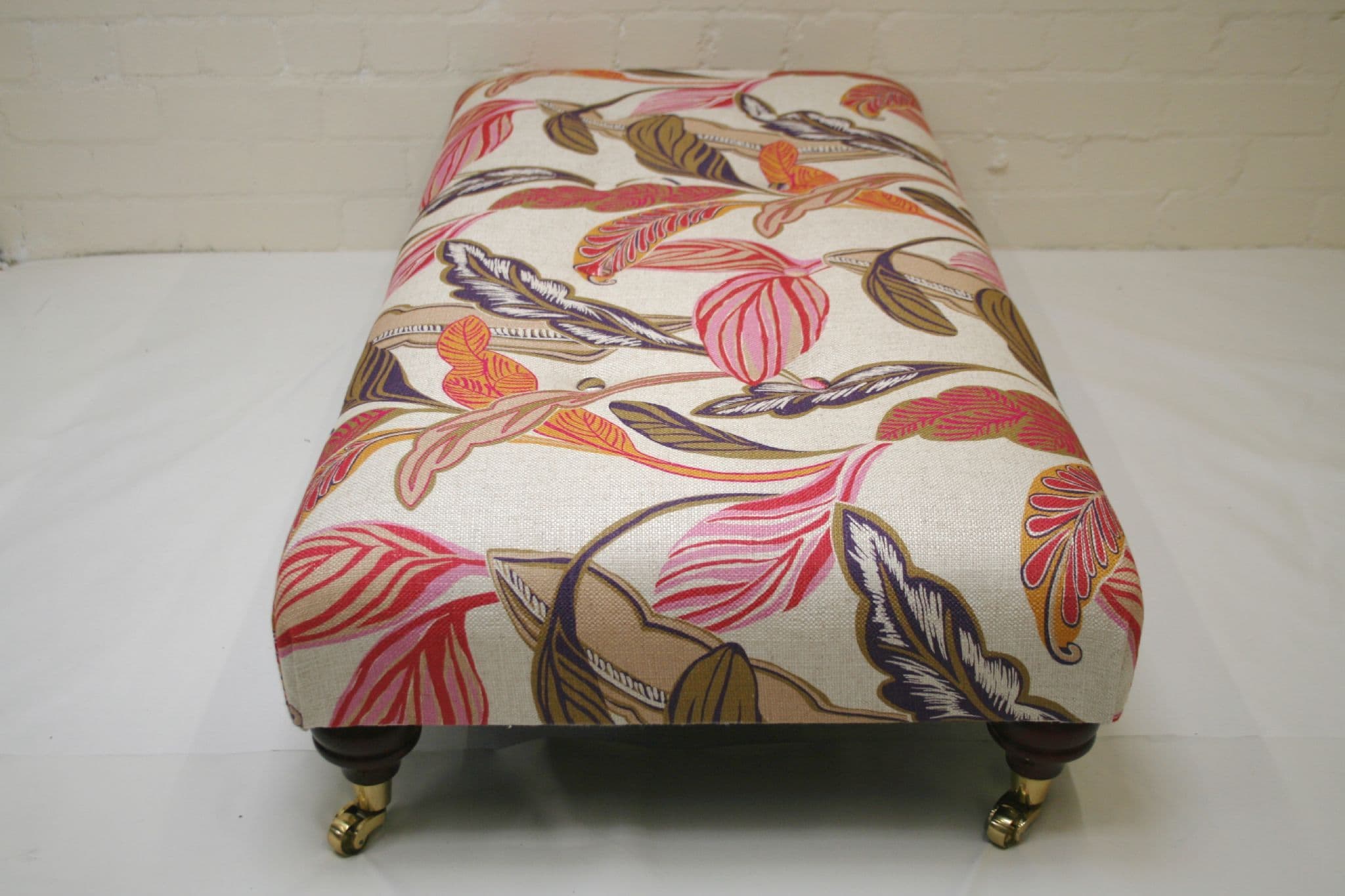 OPHELIA - LINEN - MULTI - FOOTSTOOL - CHOICE OF SIZE AND LEGS