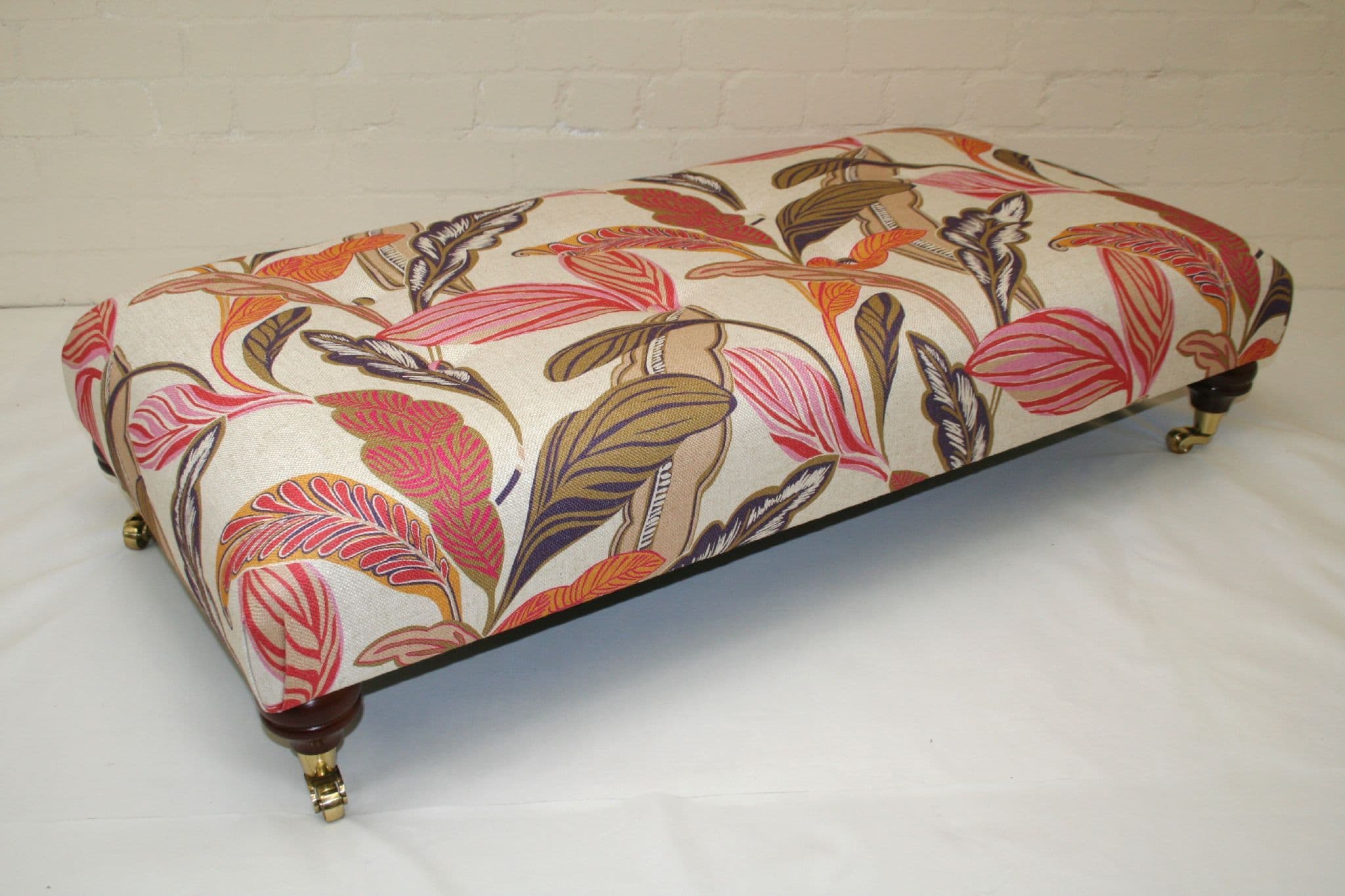 OPHELIA - LINEN - MULTI - FOOTSTOOL - CHOICE OF SIZE AND LEGS