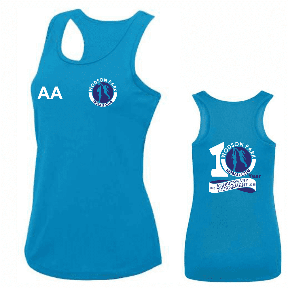 Wodson Park Netball Sapphire 10 Year Anniversary Tournament Vest Senior ...
