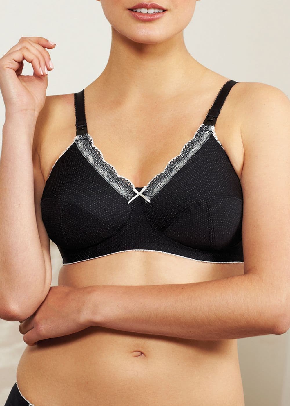 Royce Lingerie Sadie Black Polka Dot Wire Free Bra UK 28H 820