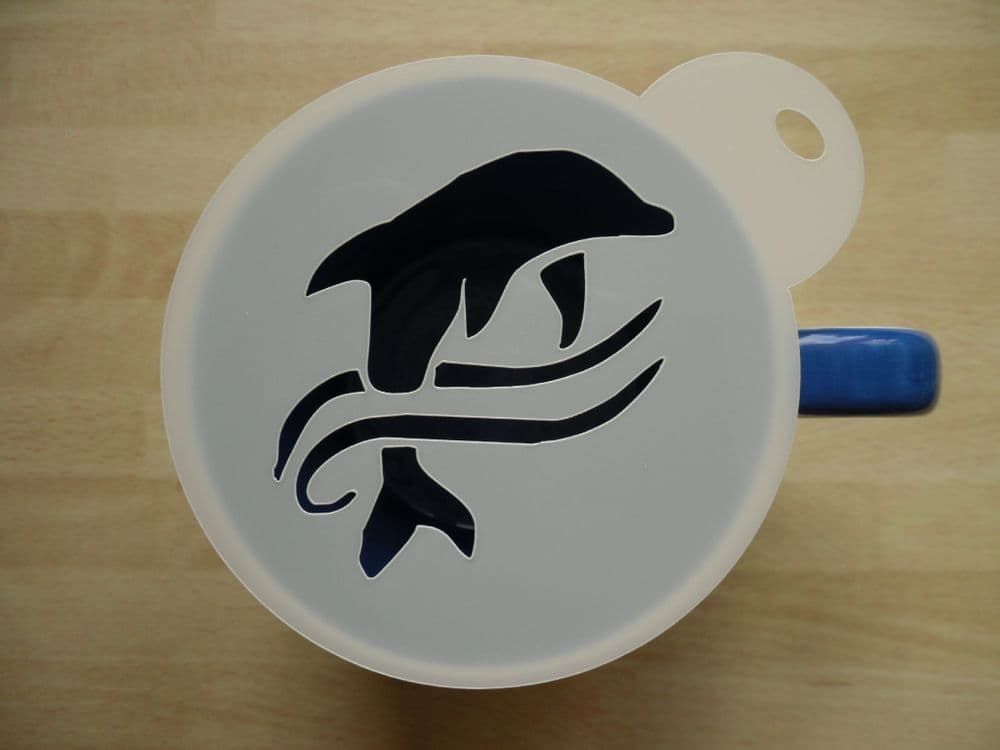 100mm dolphin with waves stencil