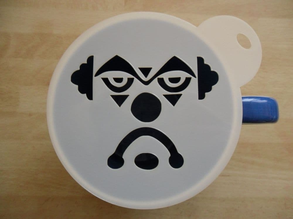 100mm sad clown face stencil