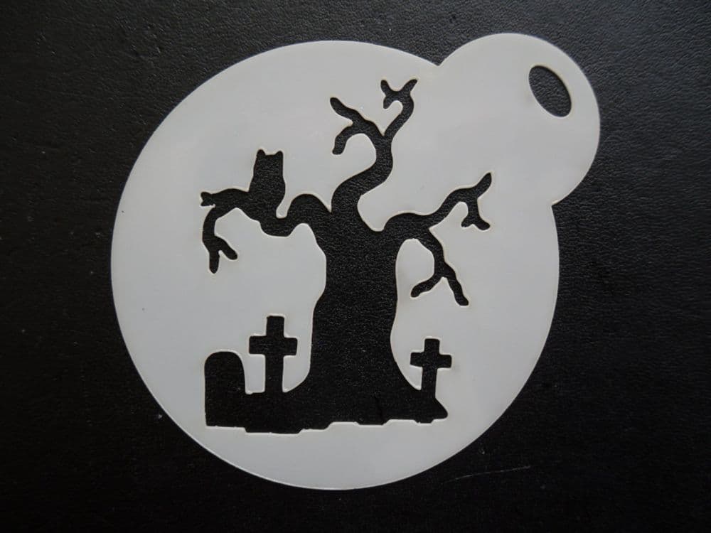 60mm haunted tree stencil