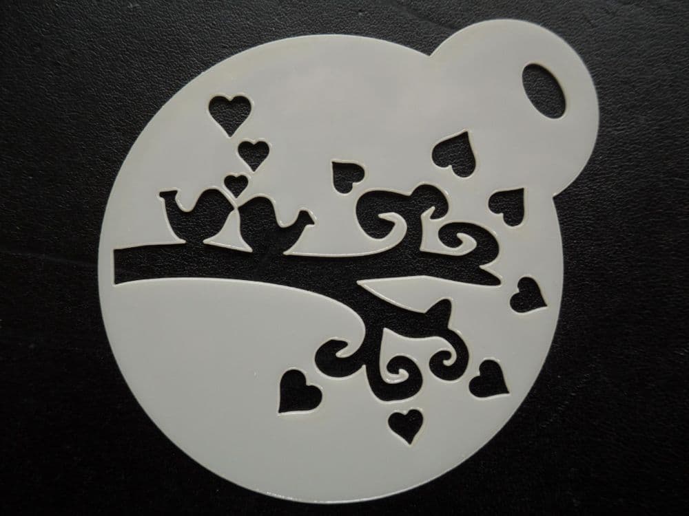 60mm love birds tree stencil