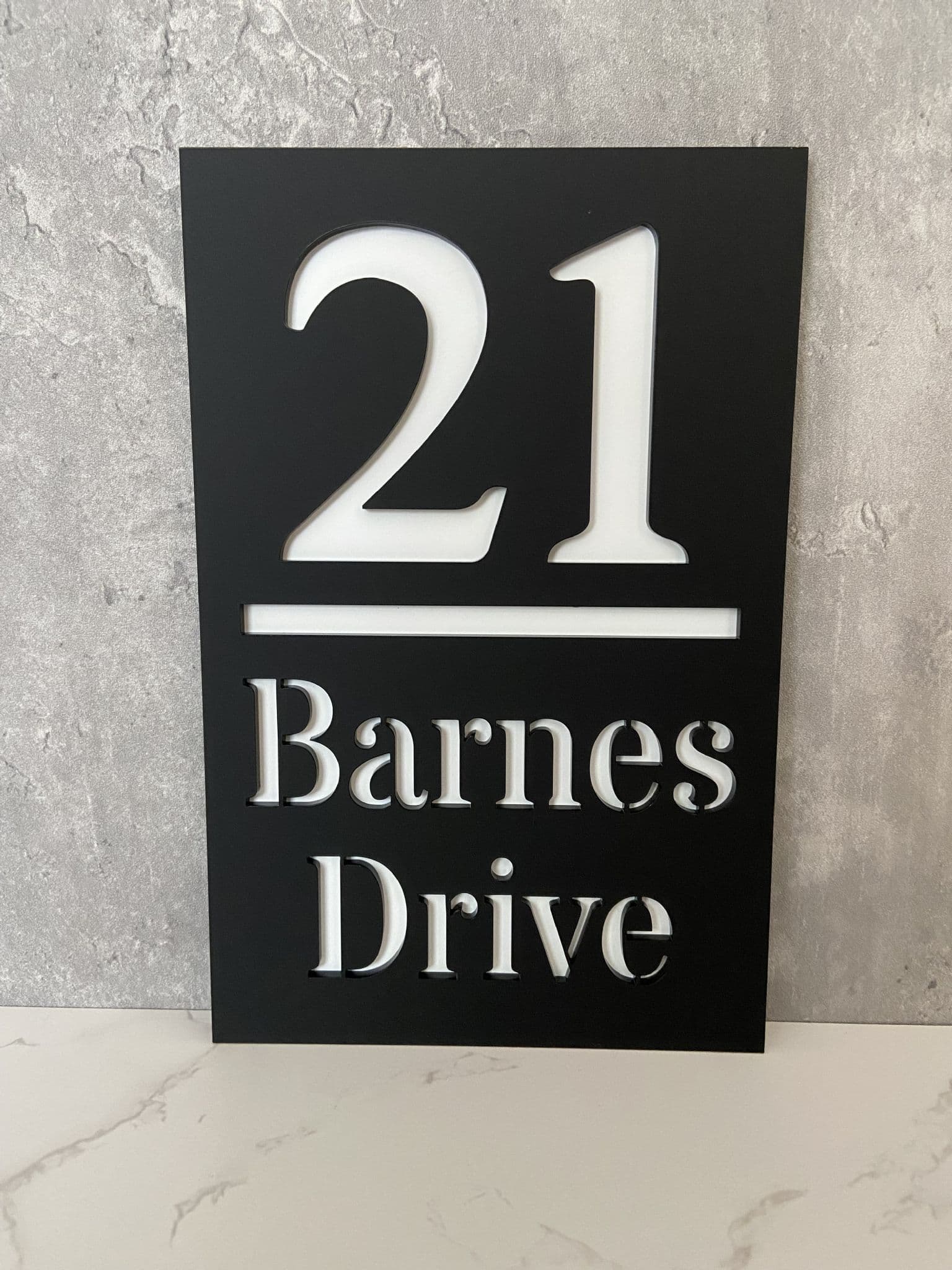 Contemporary acrylic house sign