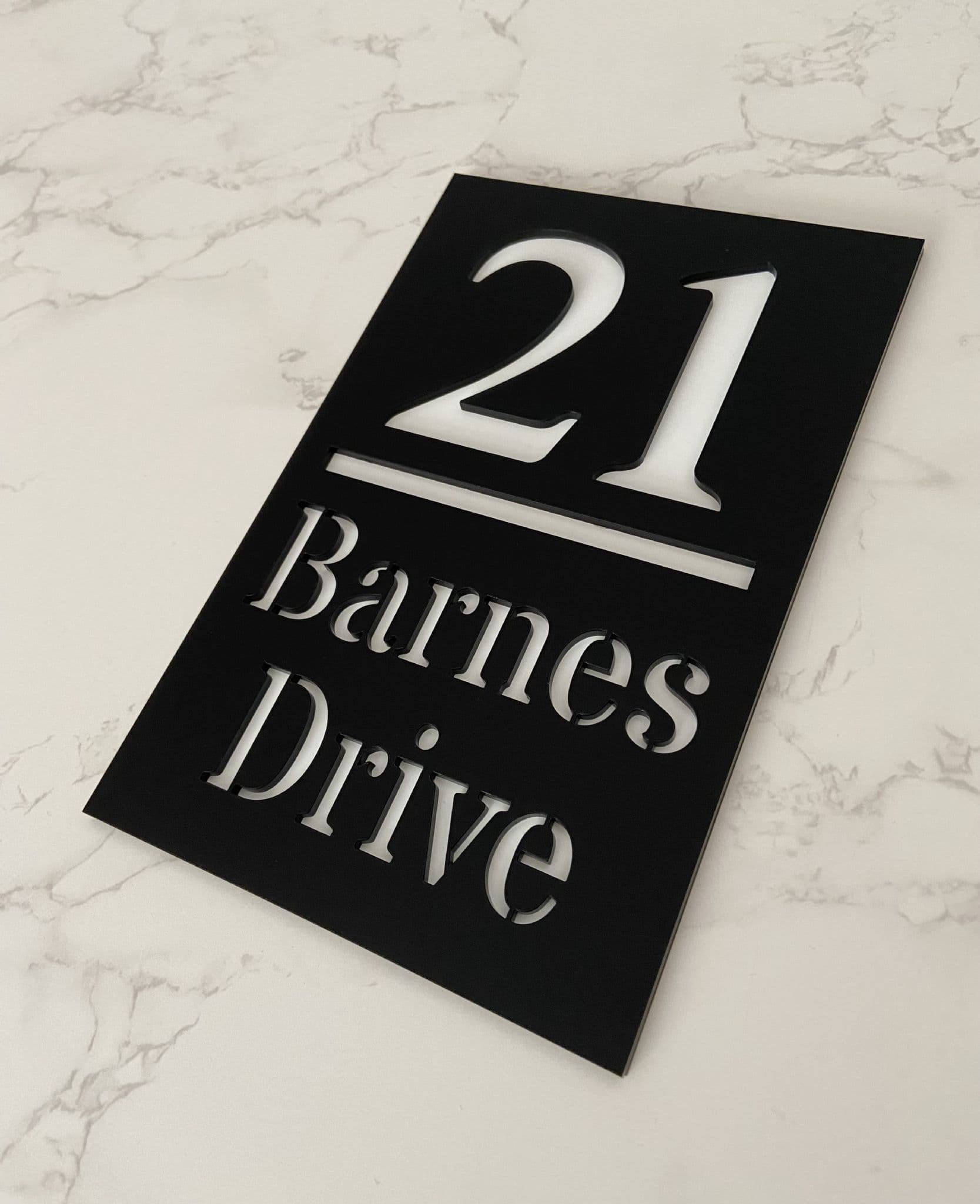 Contemporary acrylic house sign