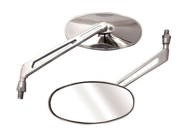 Bar Mounted Oval Chrome Motorcycle Mirrors