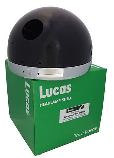 Lucas 5¾ " Black Headlamp Shell and Chrome Rim with Grommet Hole