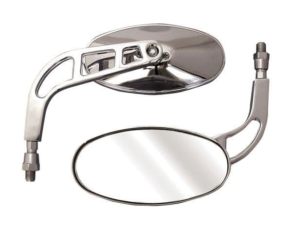 Phantom Oval Chrome Motorcycle Mirrors