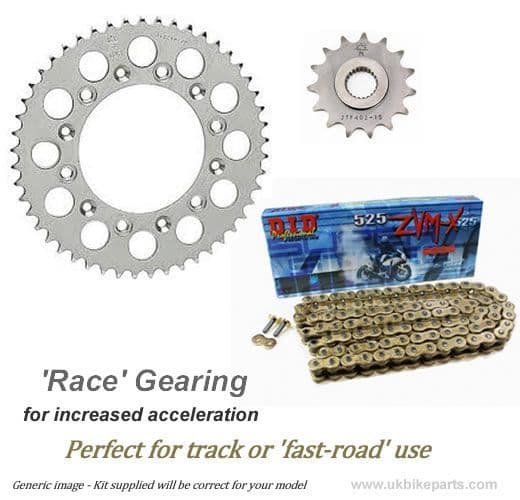 RACE GEARING Steel Sprockets and Gold DID X-Ring Chain - Yamaha R1 1998 ...
