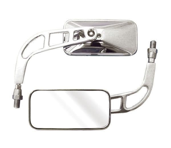 Radian Rectangular Chrome Motorcycle Mirrors