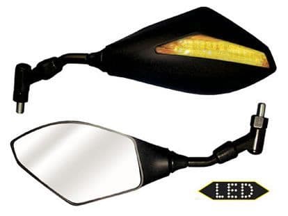 Universal Bar Mounted Motorcycle Mirrors with LED Indicators