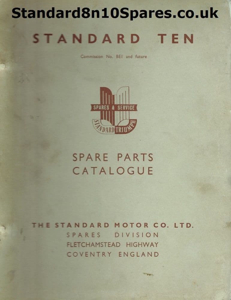 1950 s Standard 10 Saloon Spare Parts Catalogue