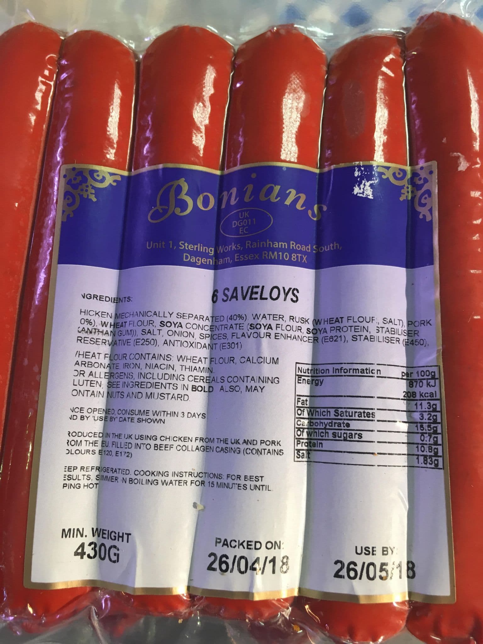 4 Jumbo Saveloys-466g