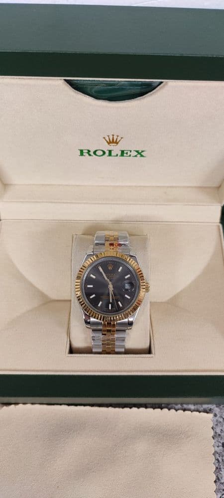 AAA Replica Rolex Datejust 41mm Grey Dial with Fluted Bezel and Two ...