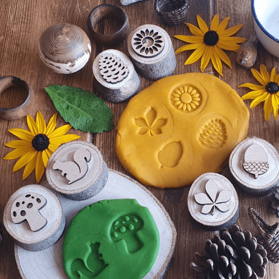 Autumn Log Slices Play Dough Stamps
