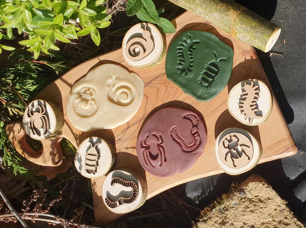 Minibeast Insect Log Slices Play Dough Stamps