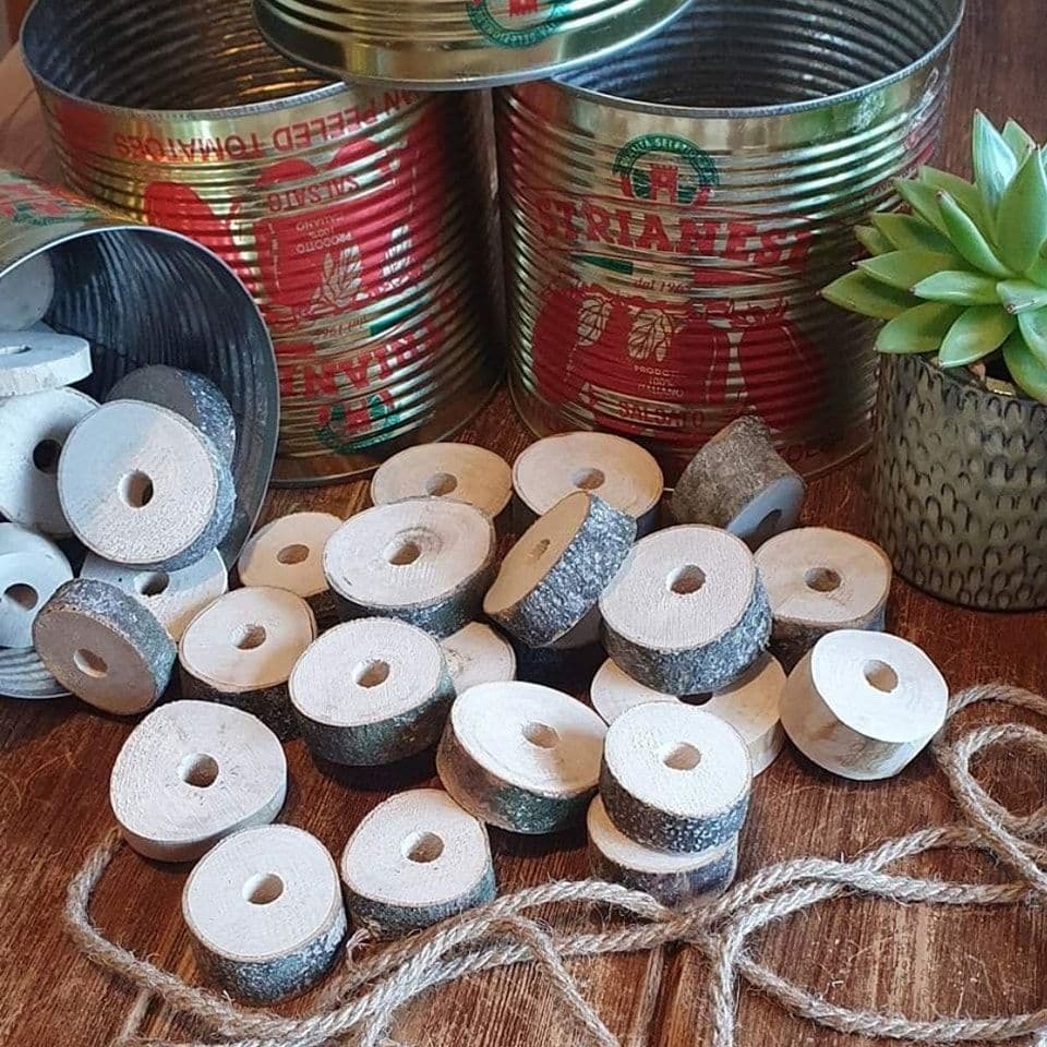 Mrs K s Threading Tin Log Slice Beads Natural Threading