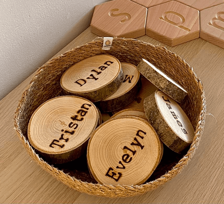 Personalised Name or Words Wood Burned Log Slices