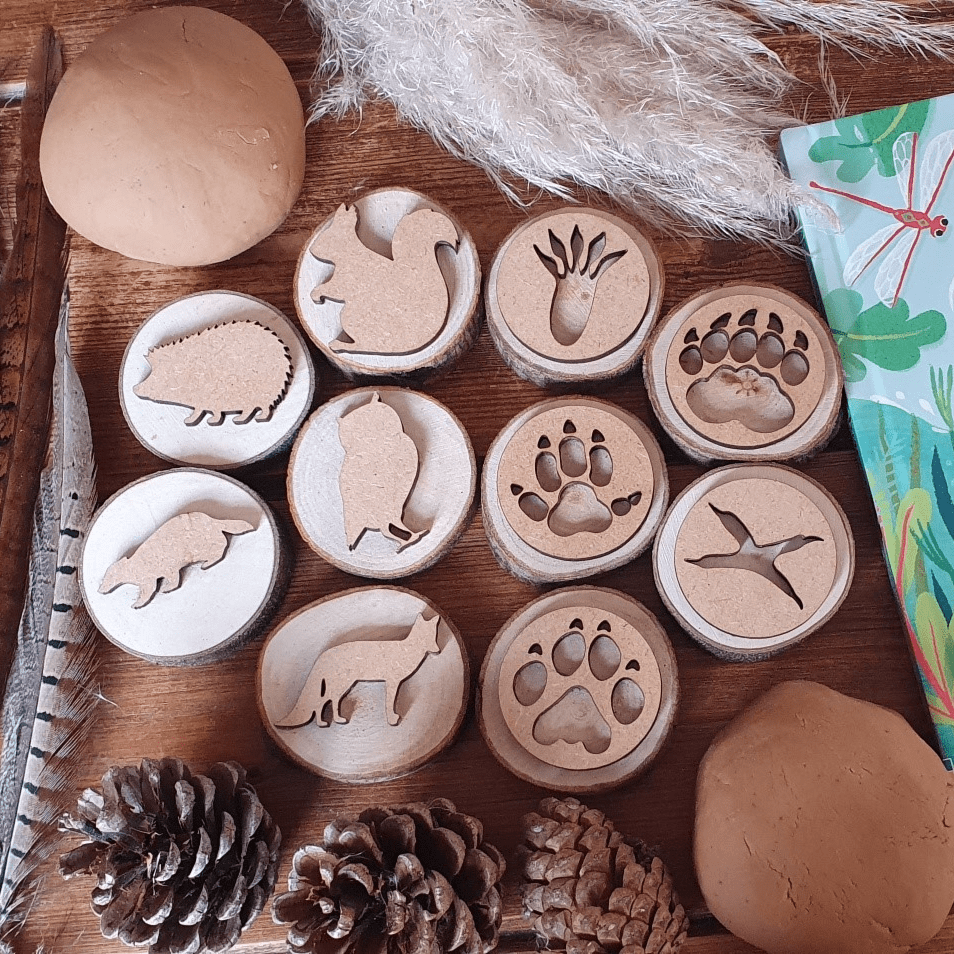Woodland Animal & Tracks Footprints Play Dough Stamps