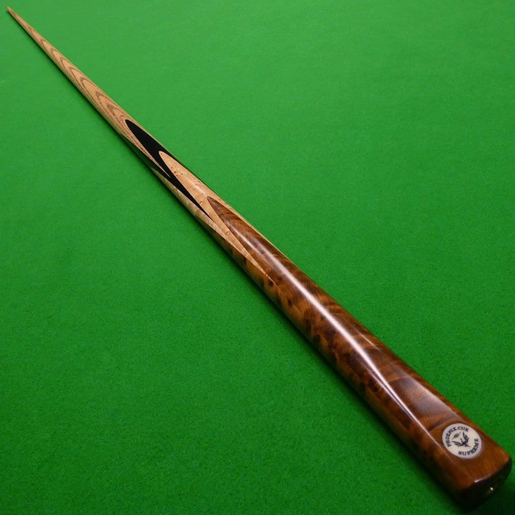 1pc Supreme 15 Hand spliced snooker cue Ash Ebony Birds Eye & Thuya burr