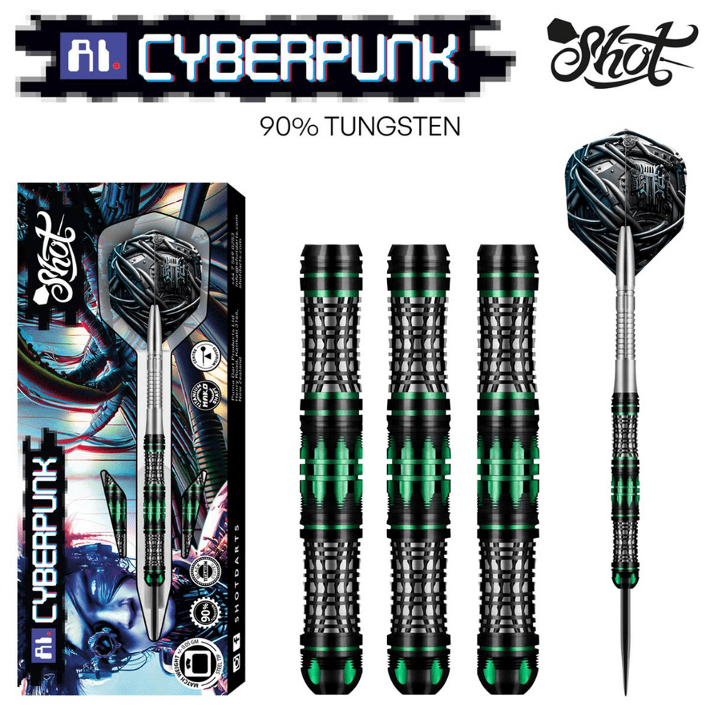 AI Cyberpunk Steel Tip Darts Set - 90 Tungsten