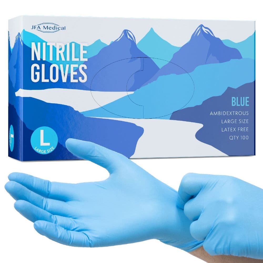 Blue Nitrile Gloves Powder Free Large Box 100