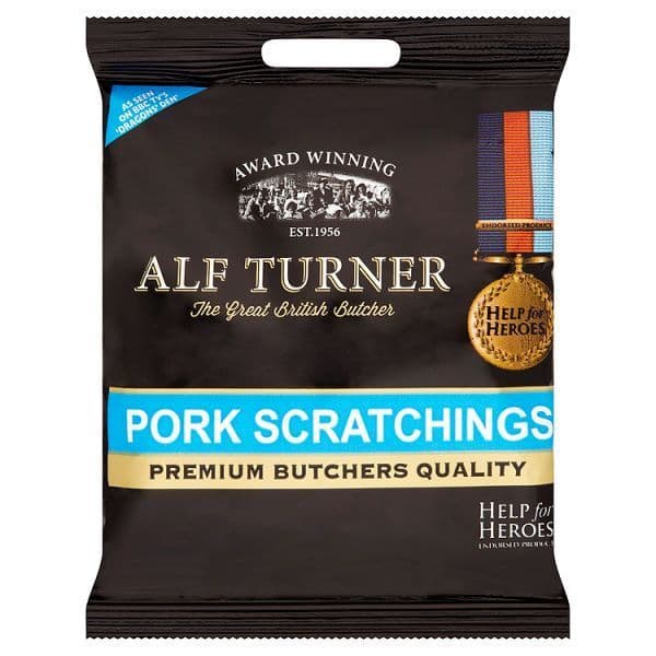 Alf Turner Pork Scratchings 12 x 70g Bar Board Premium Butchers Quality