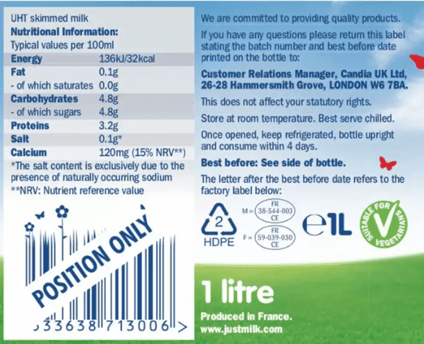 Candia Skimmed Milk Carton 6 x 1l