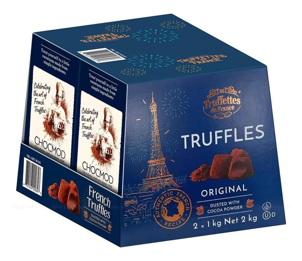 Chocmod Truffettes de France Natural Truffles Plain 1kg Boxes Pack of 2