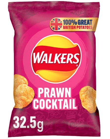 Crisps Walkers Prawn Cocktail Crisps Box 32 5g Box of 32