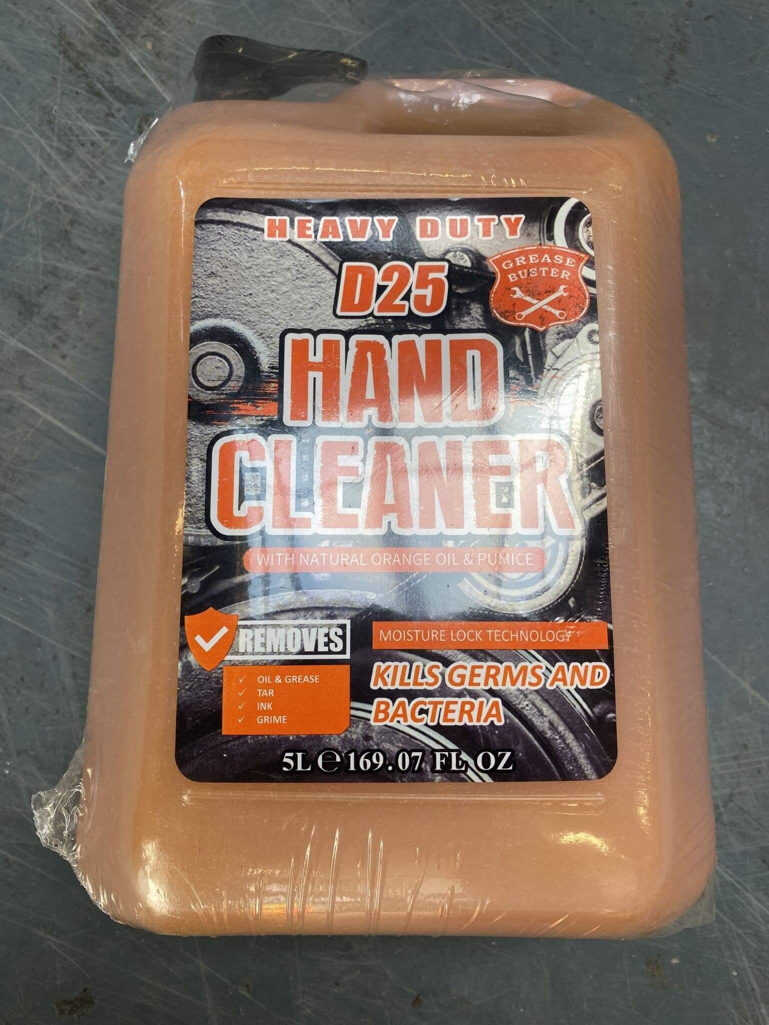 D25 Heavy Duty Industrial Hand Cleaner with Natural Orange Oil & Pumice 5L