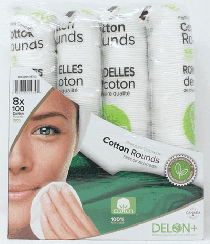 Delon Premium Cotton Rounds 8 x 100 Pack