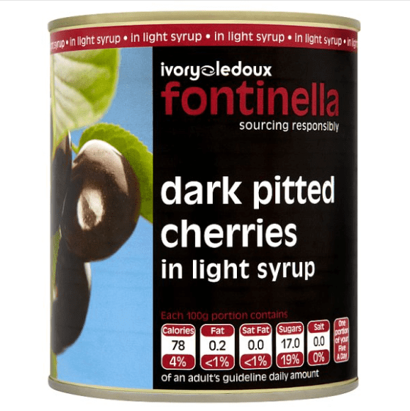 Fontinella Dark Pitted Cherries in Light Syrup 810g