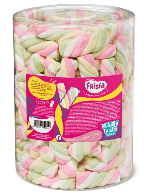 Frisia Rainbow Twister Mallow with Cream Vanilla Tub Sweet Pack 1kg