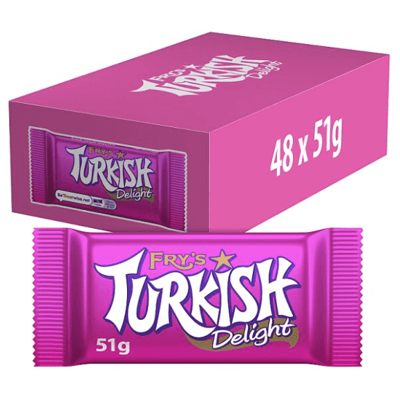 Fry s Turkish Delight Chocolate Bar 51g Box of 48