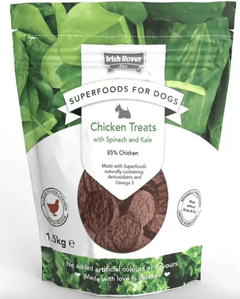 Irish Rover Superfoods for Dogs Chicken treats with Spinach and Kale 1 5 kg