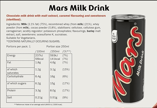Mars Milk Chocolate Ready To Drink Can 250ml Pack of 12