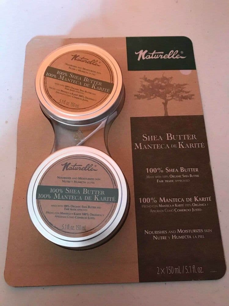 Naturelle 100 Shea Butter 2 x 150ml Tub Fair Trade Approved Made in Canada