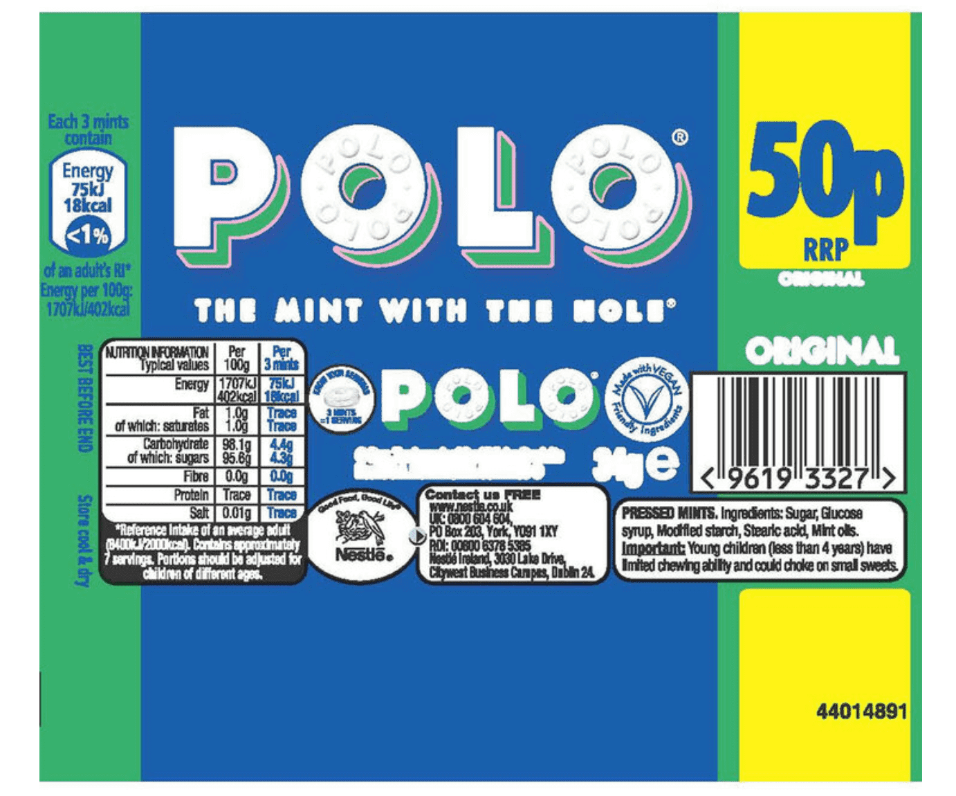 NESTLE POLO Mints Box of 32 Rolls of 34g Tubes Polo Original