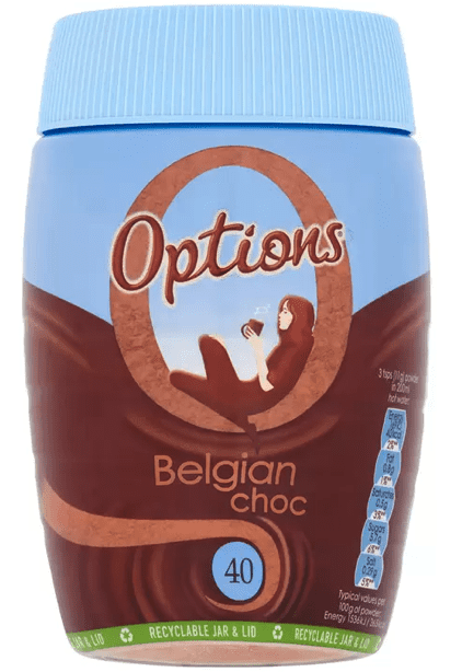Options Instant Belgian Chocolate Drinking Chocolate Powder 395g
