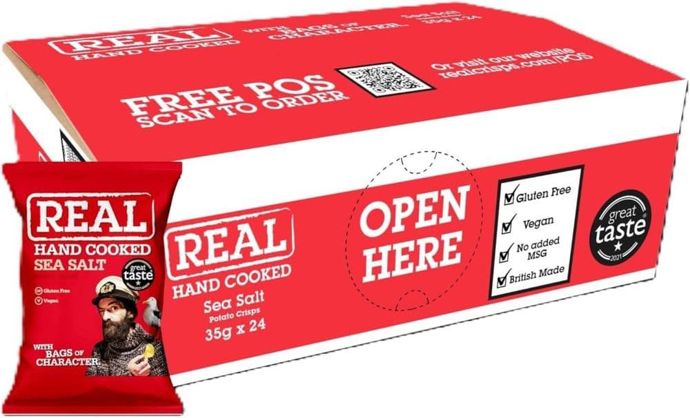 REAL Handcooked Crisps Sea Salt 24 x 35g Bags