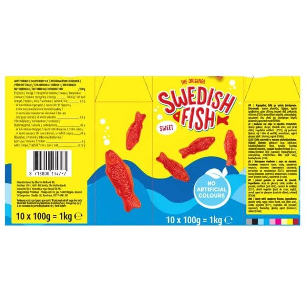 Red Band Swedish Fish Gummy Candy 10 x 100g Packs
