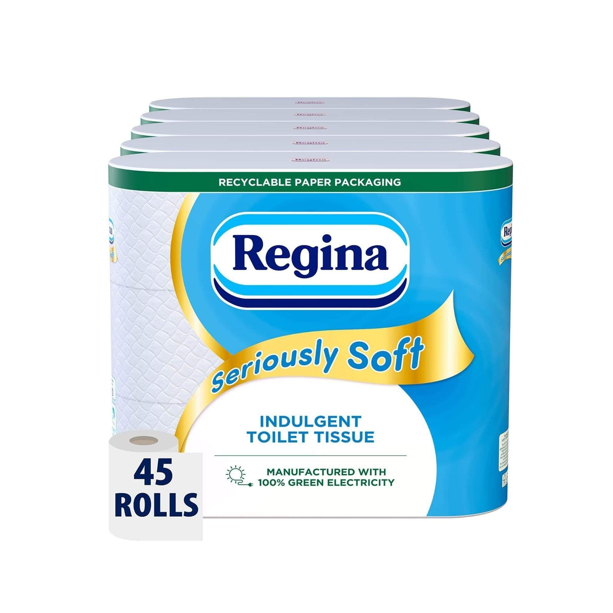 Regina Seriously Soft Toilet Tissue 45 Rolls Biodegradable Packaging