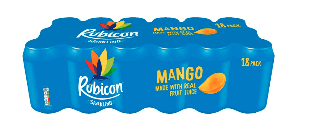 Rubicon Sparkling Mango Fizzy Drink Cans 330ml Case of 18