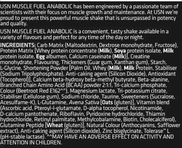 USN Muscle Fuel Anabolic All in one Muscle Building protein shake with ...