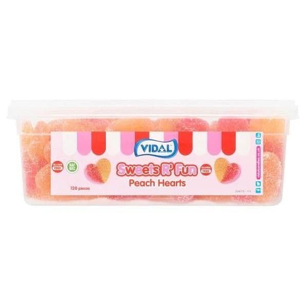 Vidal Peach Hearts Gummies Chewy Sweets Tub 780g