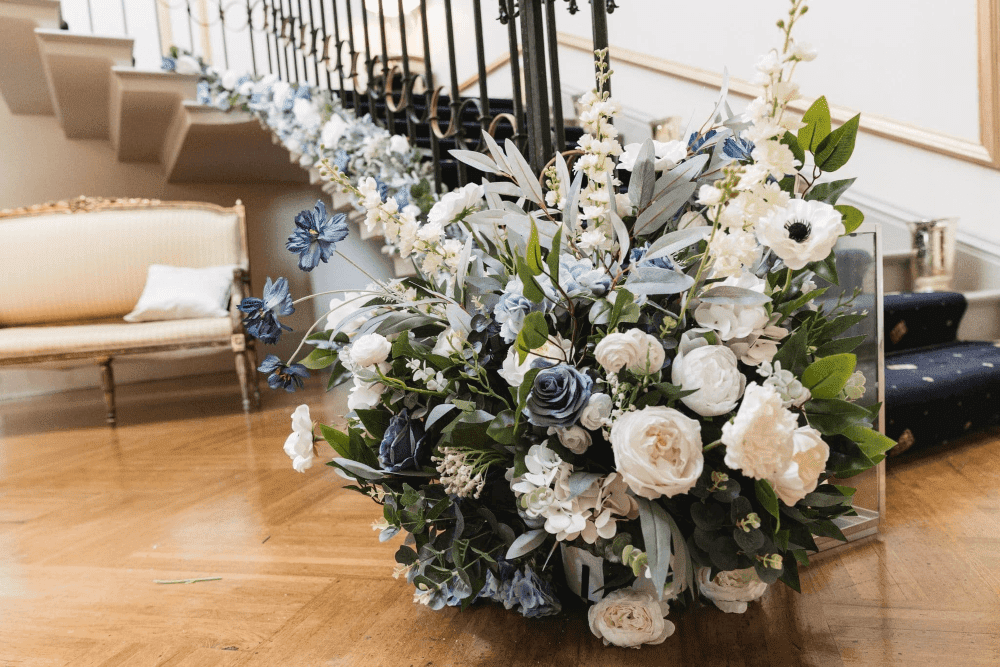 Artificial Blue Dusty Blue Arrangement - Wedding Flower Arrangement ...