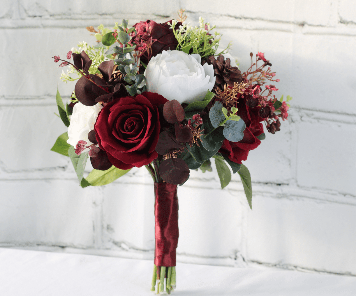 Gold And Burgundy Wedding Bouquet