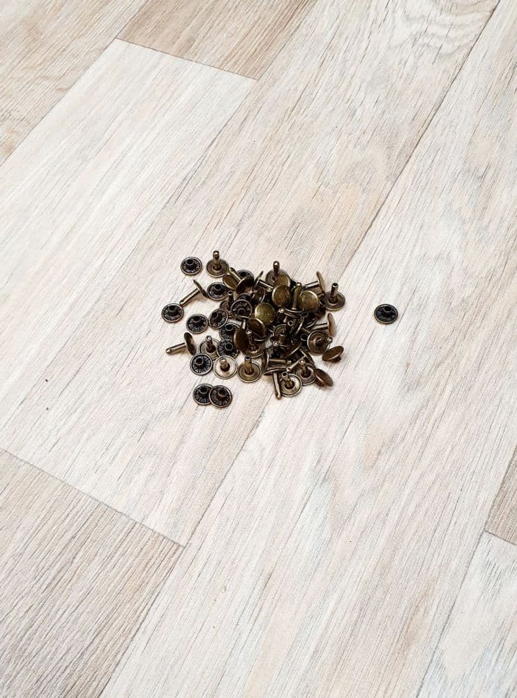 12mm Antique Brass Double Capped Rivets